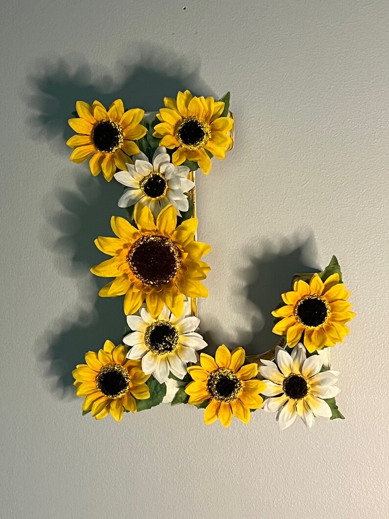 Letter L Floral Arrangement, Sunflowers in a Letter L, Monogram Letter ...