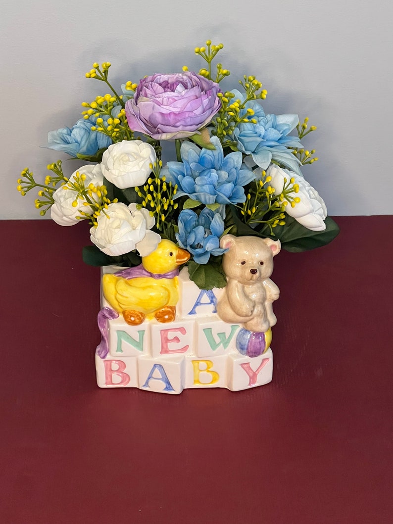 New Baby Floral Arrangement, Baby Boy Floral Arrangement, Baby Arrival ...