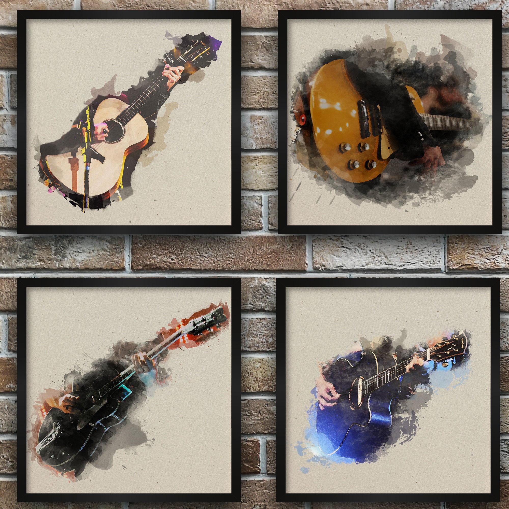 Guitar Watercolor Art Bundle Wall Décor - Etsy