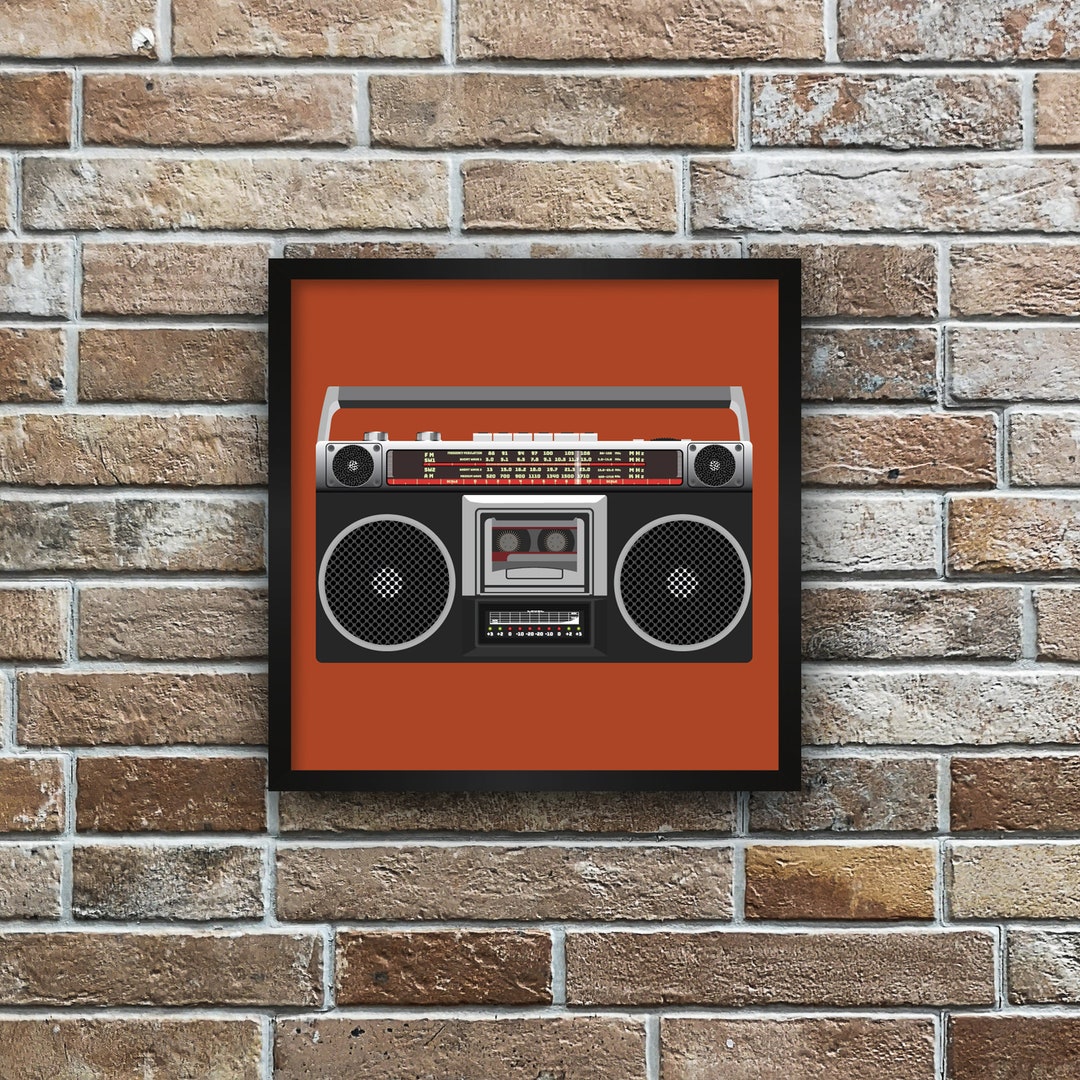 Retro Boombox Illustration Mid Century Modern Music Décor Recording ...