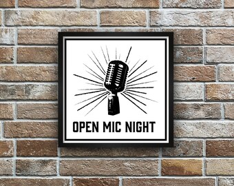 OPEN MIC NIGHT 3D Panoramic Acoustic Coffee Shop Illustration With Red ...