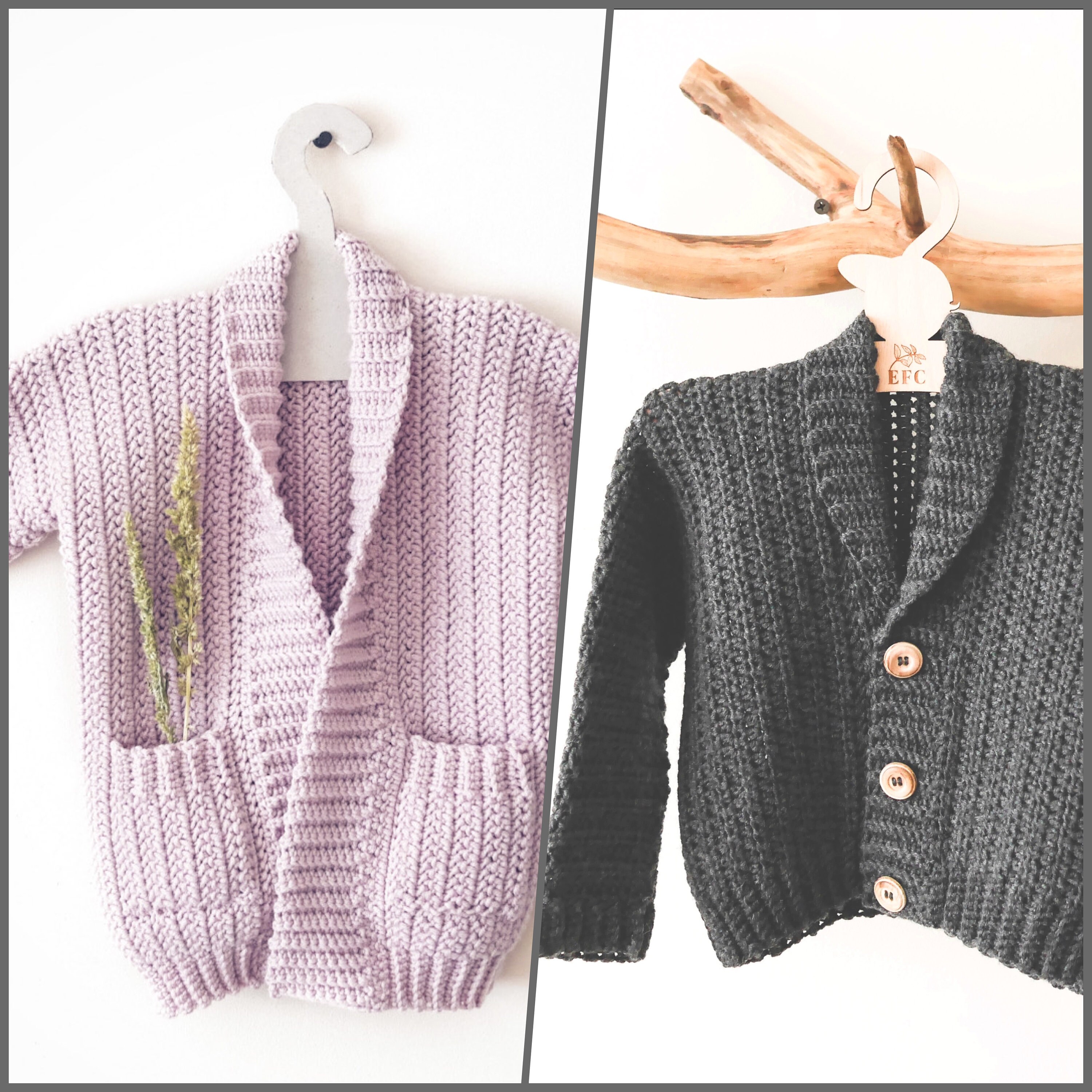 The Brother & Sister Crochet Cardigan Set, 2 PDF Patterns for a Girl ...