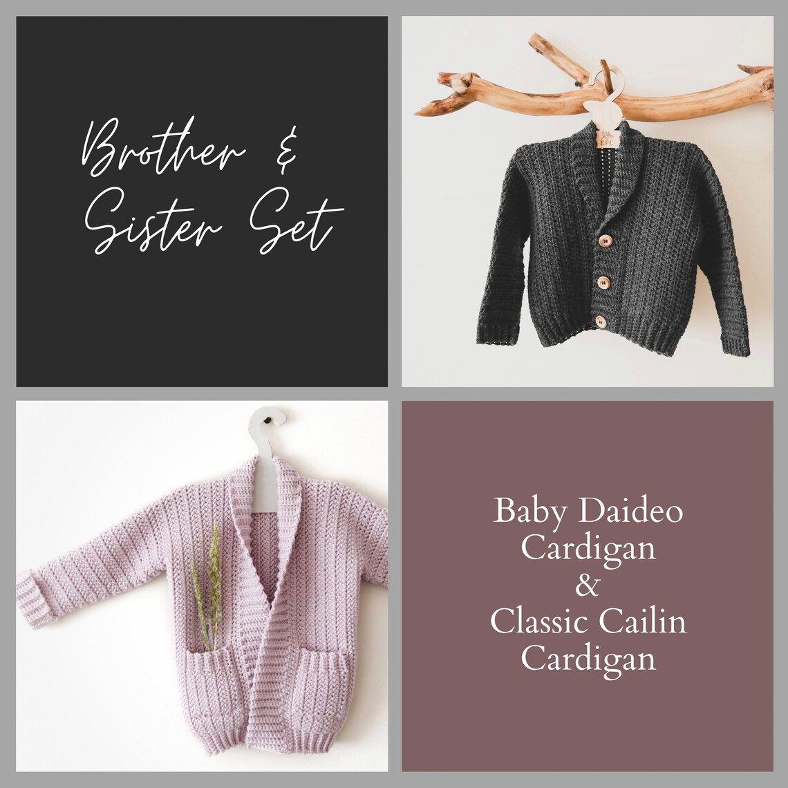 The Brother & Sister Crochet Cardigan Set 2 PDF Patterns for - Etsy