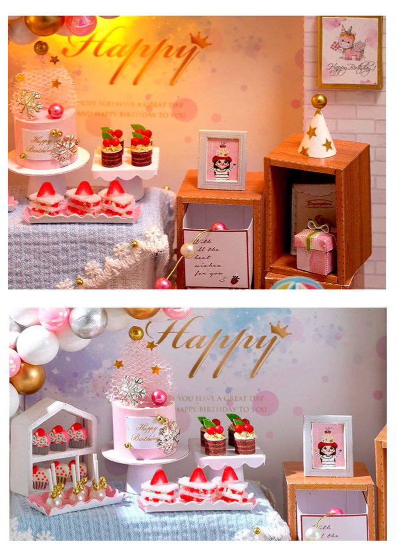 DIY Scene 1st Birthday 3D Wooden Model Dollhouse With - Etsy