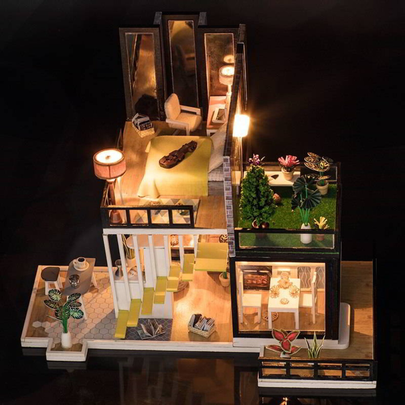 DIY Scene Modern Cottage Diorama Wooden Dollhouse Kits with | Etsy