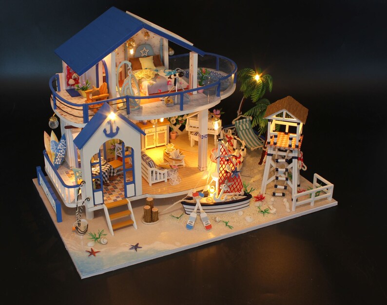 DIY Wooden Doll House Miniature 3D Model House by Sea | Etsy
