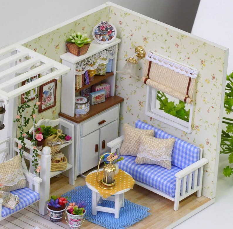 DIY 3D Wooden Dollhouse Scene Summer Cottage With Furniture | Etsy