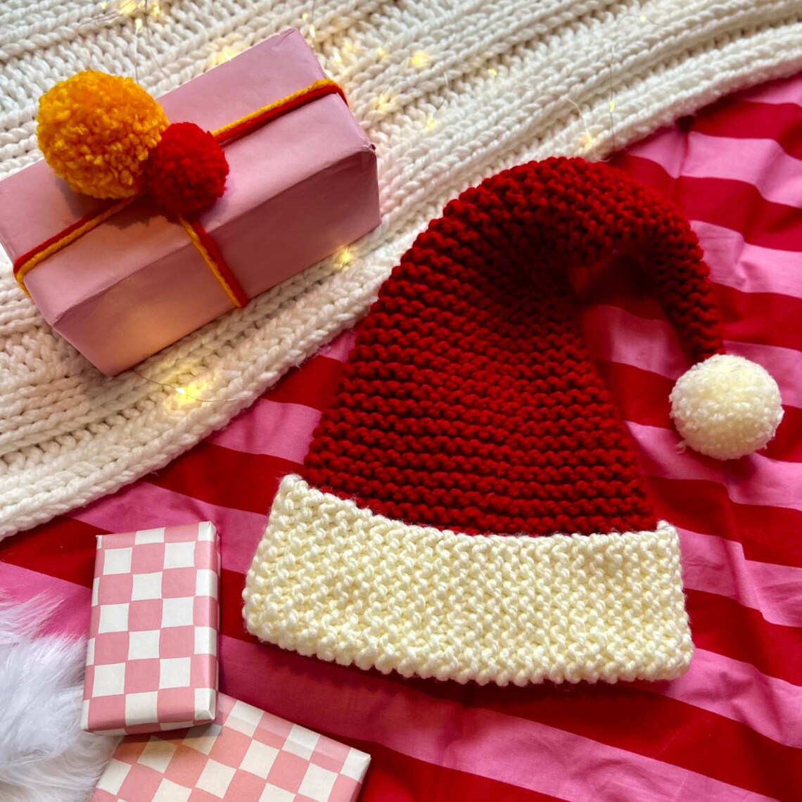 Santa Hat Knitting Kit, Beginner Friendly Knitting Kit, Make Your Own ...