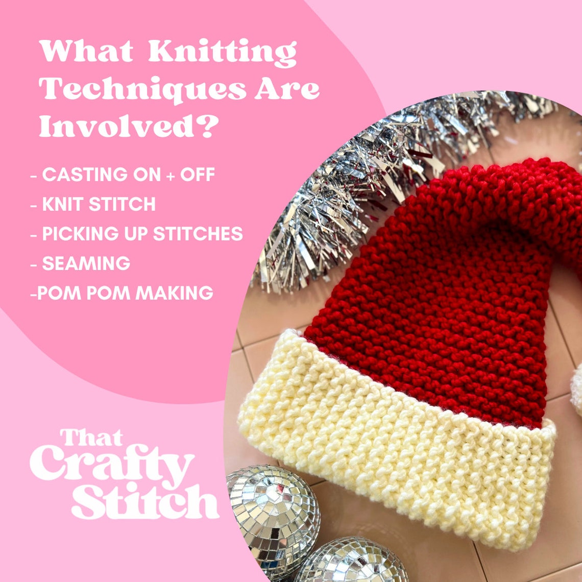 Santa Hat Knitting Kit, Beginner Friendly Knitting Kit, Make Your Own ...