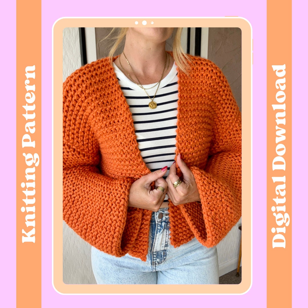 Beginner Cardigan Digital Knitting Pattern, Easy Cardigan Knitting ...