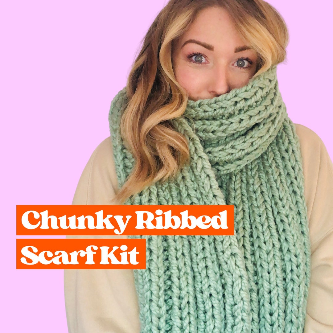 Seriously Chunky Scarf Kit, Perfect Beginner Knitting Kit, Three ...