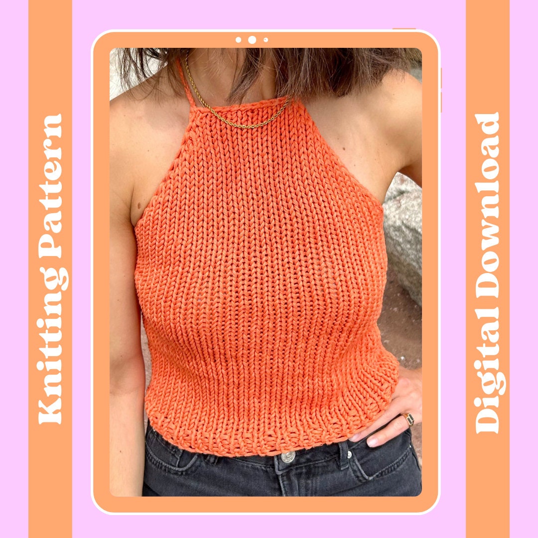 Knitting Pattern Cotton Tank Top Summer Knitting Pattern Beginner