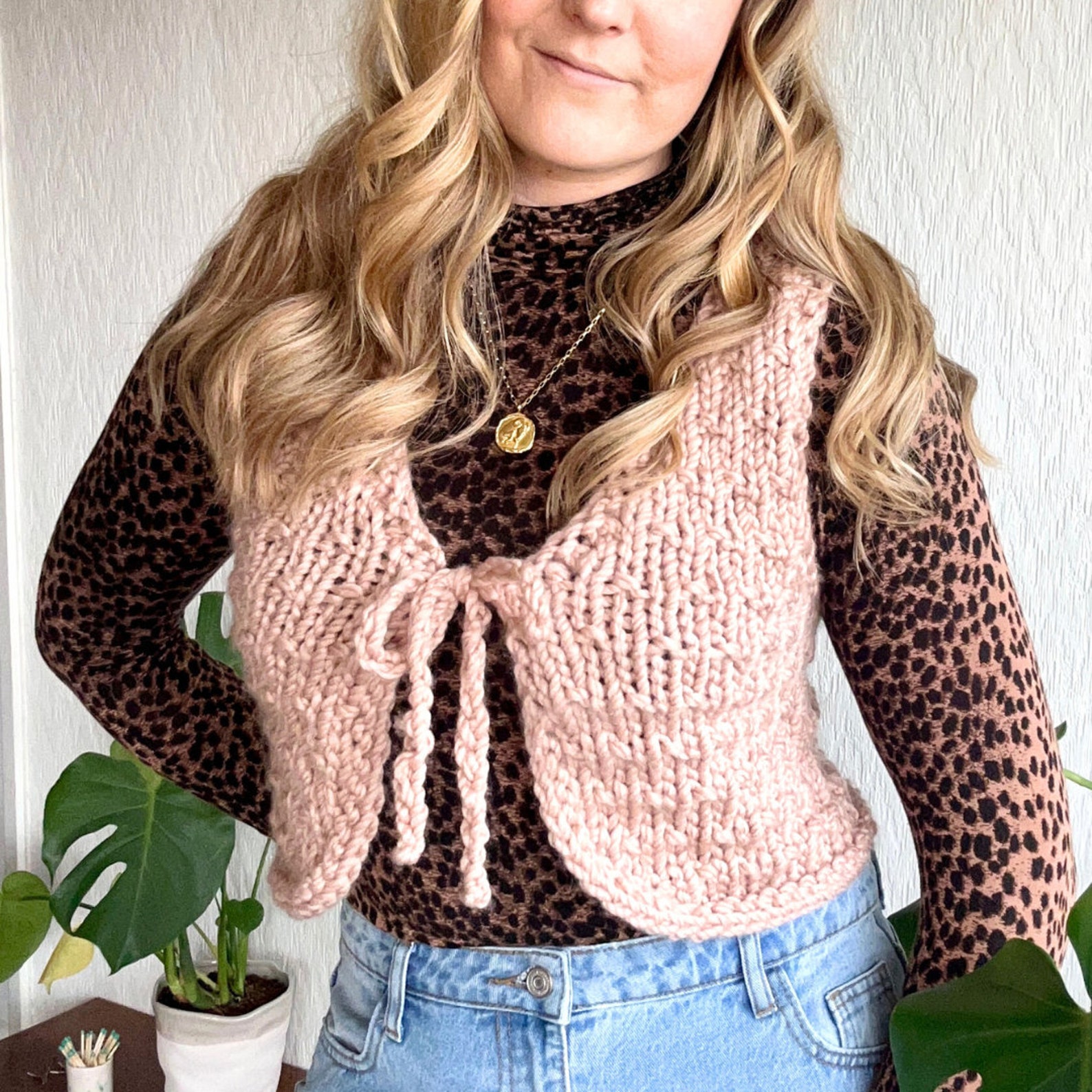 KNITTING KIT - Georgia Waistcoat | Chunky V-neck Knitted Waistcoat With ...