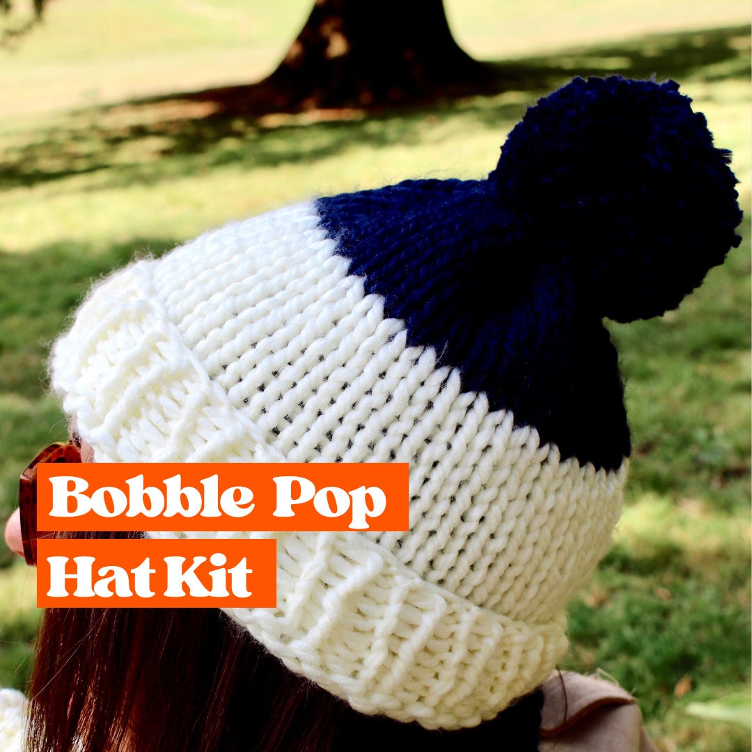 Knitting Kit - Bobble Pop Hat Knit Kit, Learn to Knit With This ...