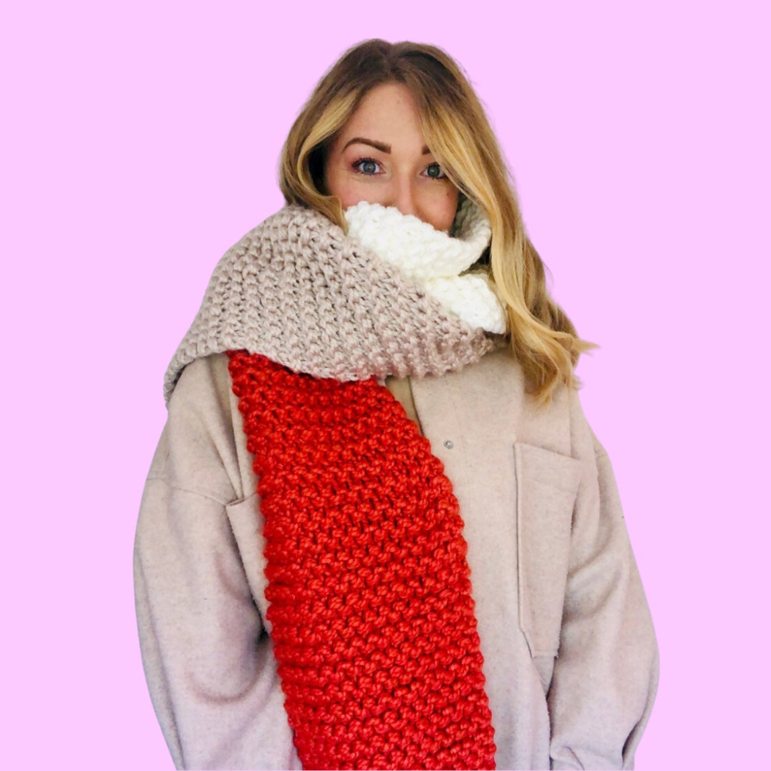 Knitting Pattern - Triple Colour Scarf, Digital Scarf Knitting Pattern ...