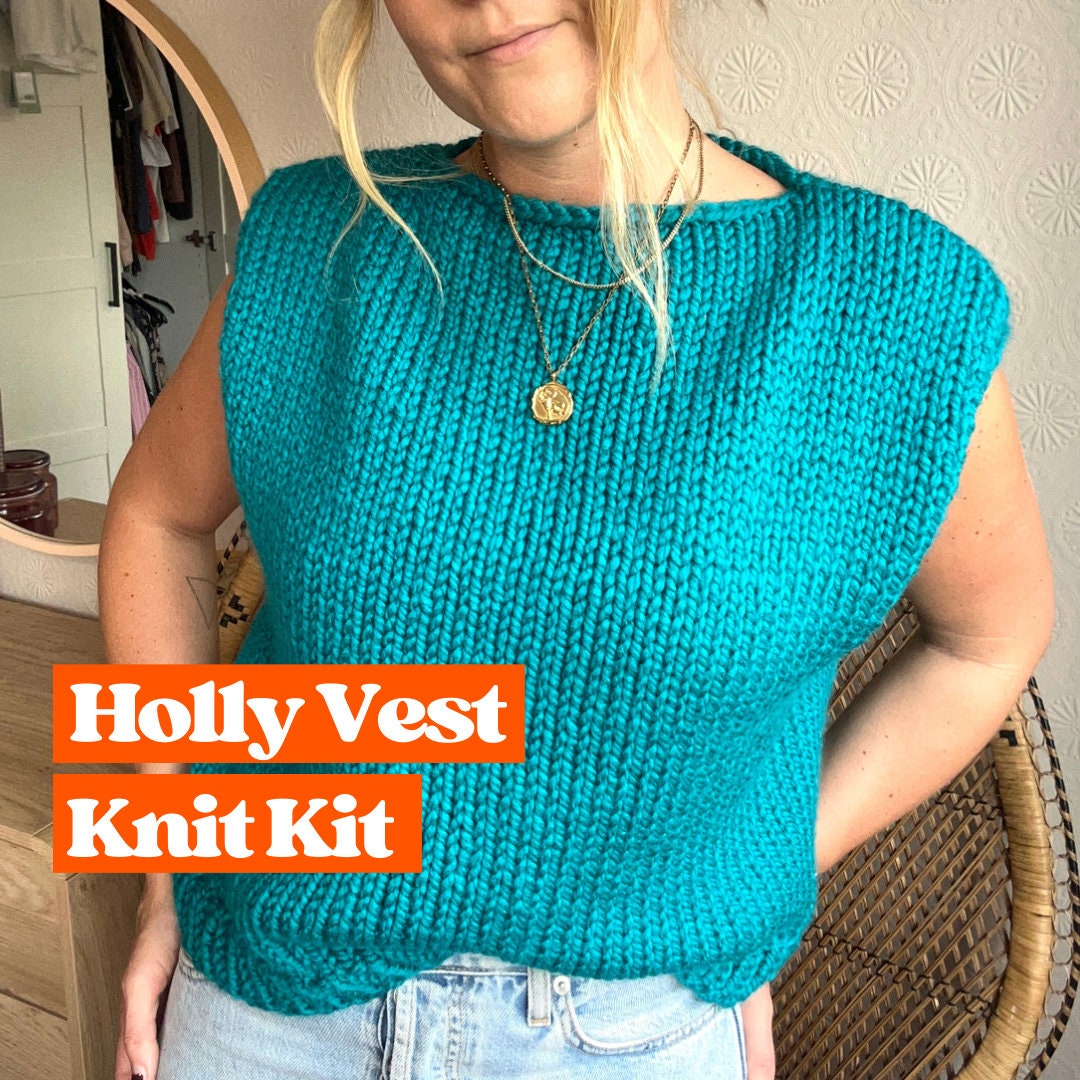 Sweater Vest Knitting Kit, Complete DIY Knitting Kit, Beginner Friendly ...