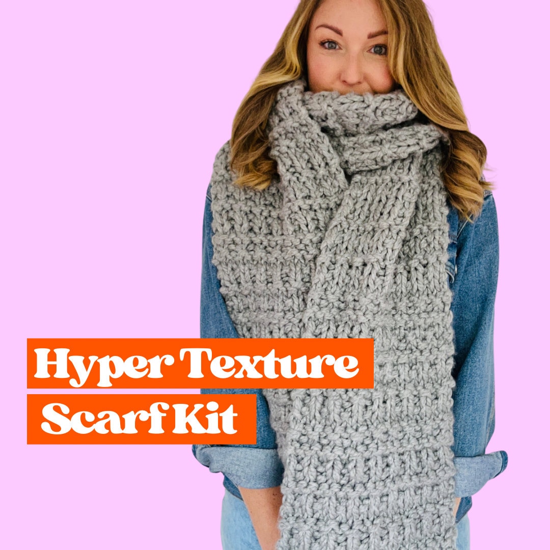 Chunky Textured Scarf Knit Kit, Beginner Friendly Knitting Kit, Learn ...