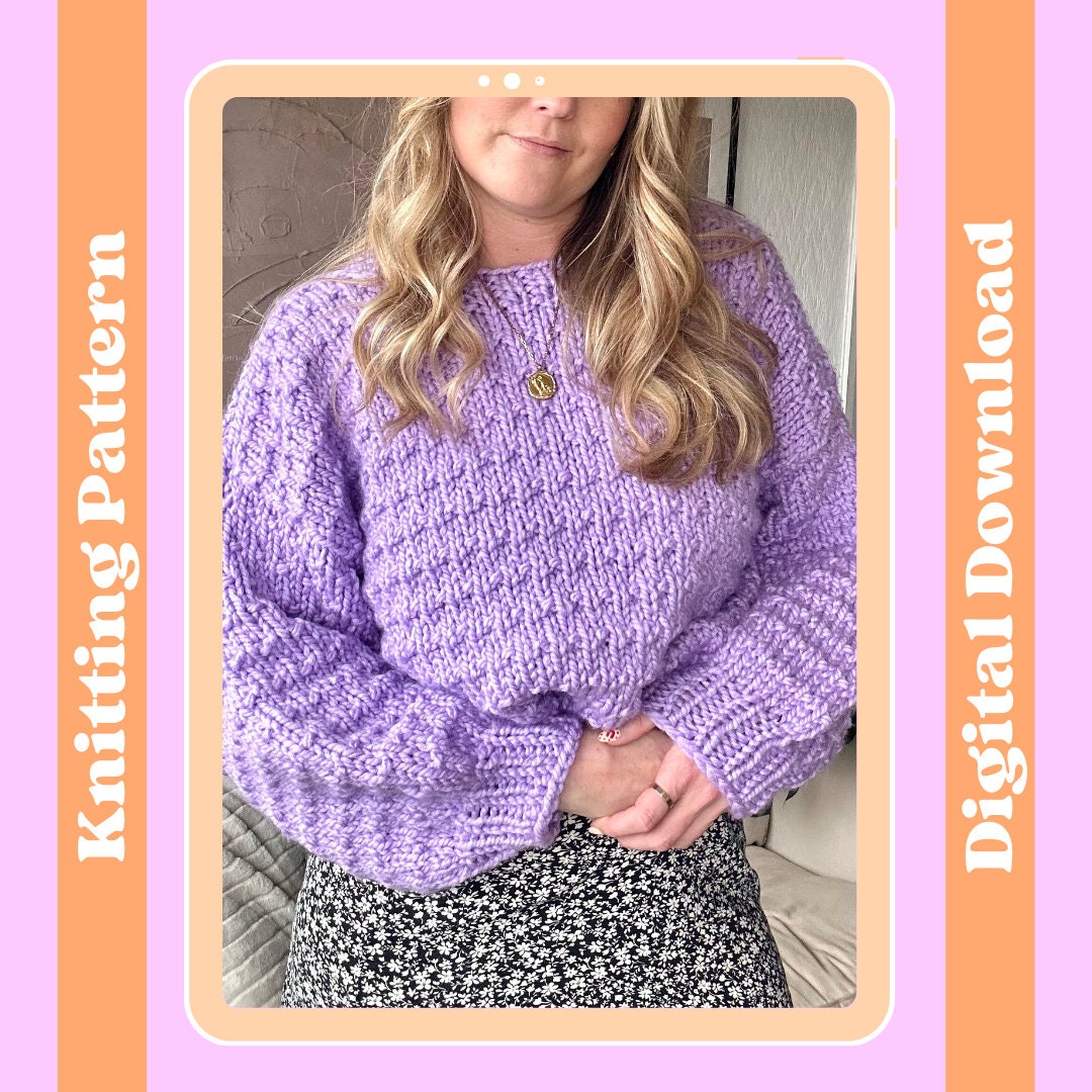 Textured Chunky Jumper Knitting Pattern, Intermediate Level Knitting ...