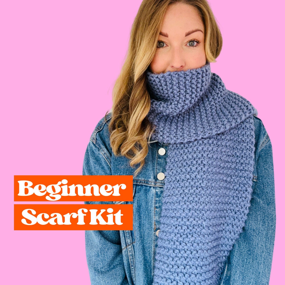 Beginner Scarf Knit Kit, Learn to Knit, Knit Your Own Easy Scarf Kit ...