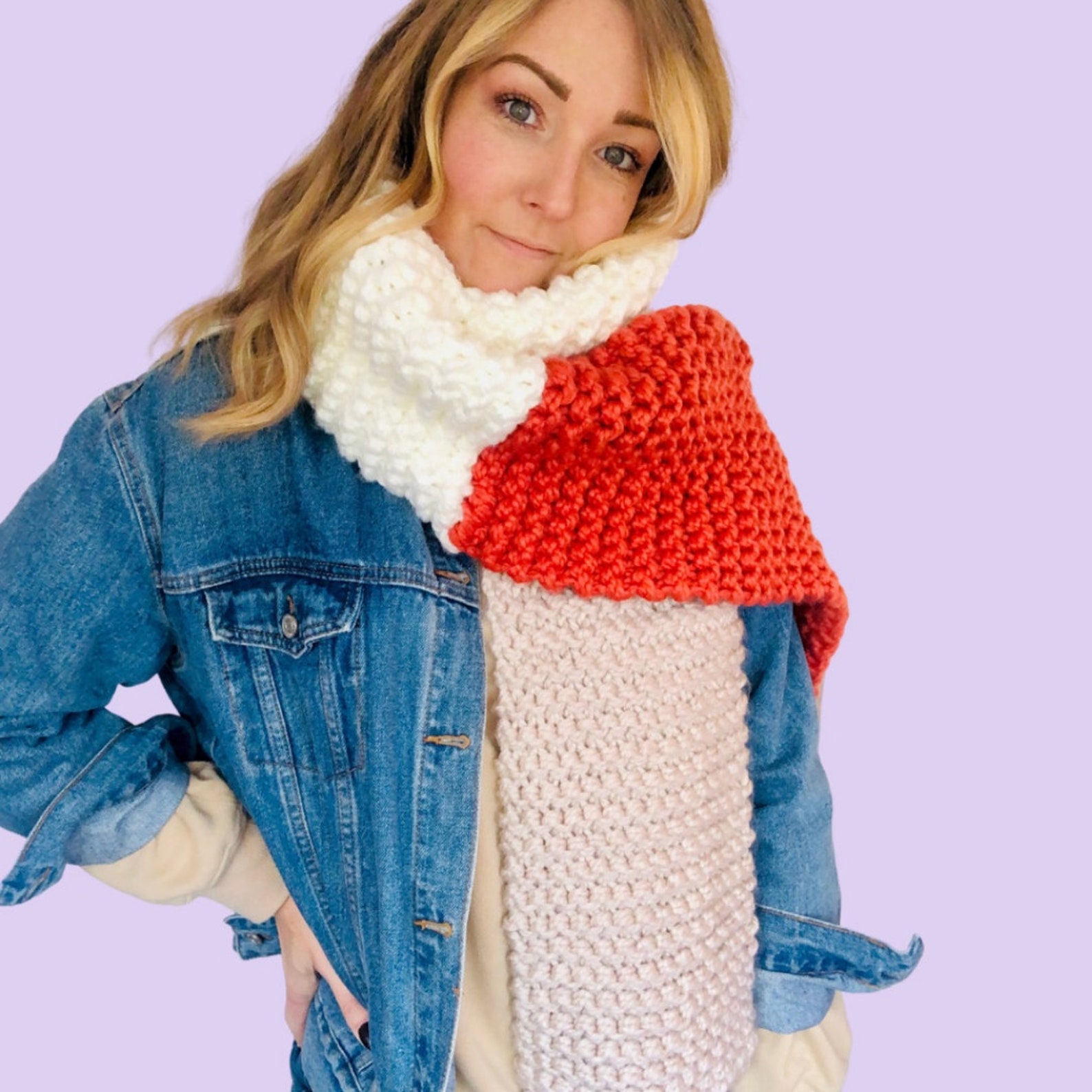 Knitting Pattern - Triple Colour Scarf, Digital Scarf Knitting Pattern ...