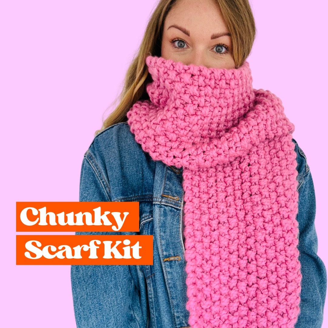 Seed Stitch Super Chunky Scarf, Beginner Scarf Kit, Make Your Own Scarf ...