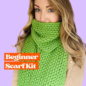 Beginner Seed Stitch Scarf Kit, Learn to Knit Kit, Create Your Own Seed ...