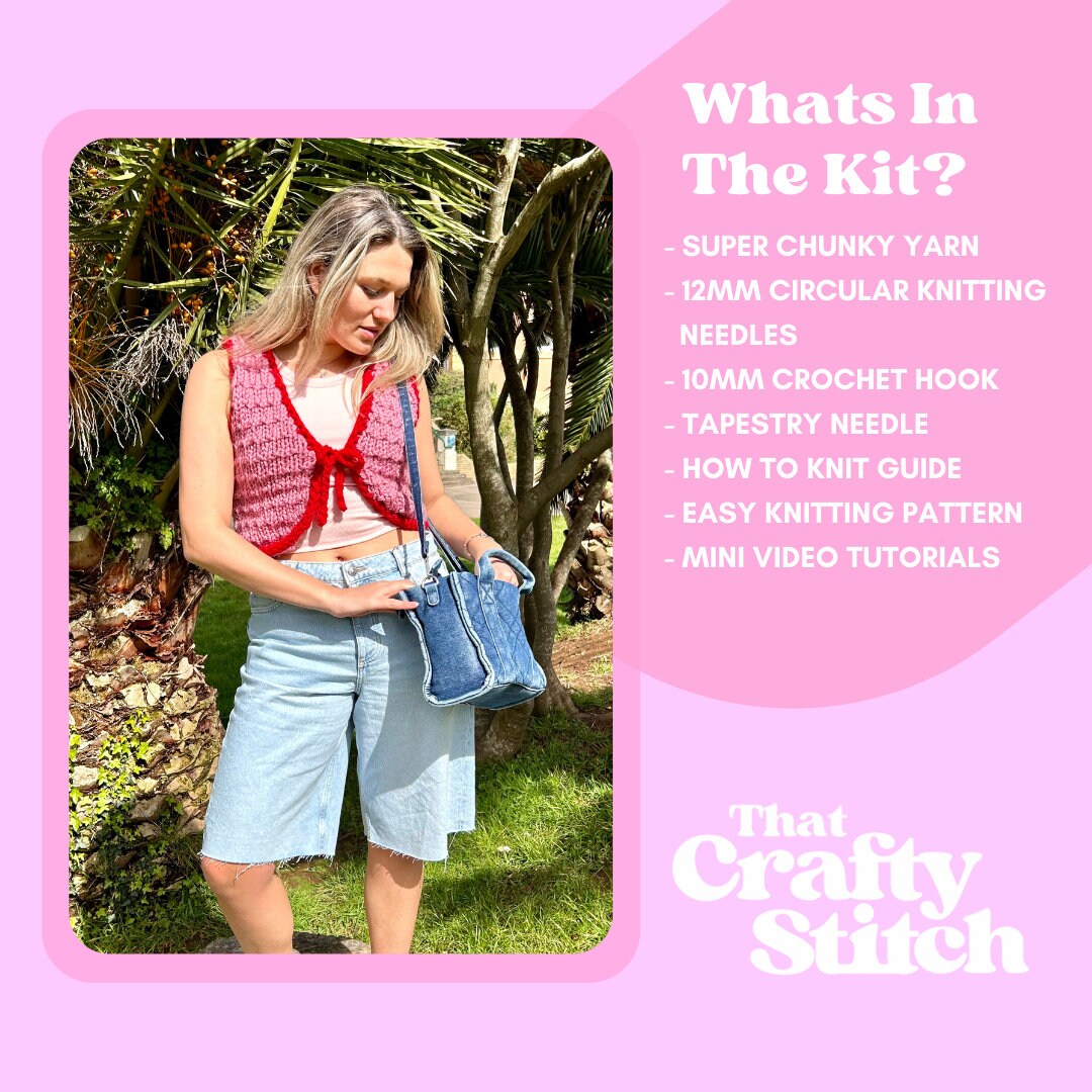 KNITTING KIT - Georgia Waistcoat | Chunky V-neck Knitted Waistcoat With ...