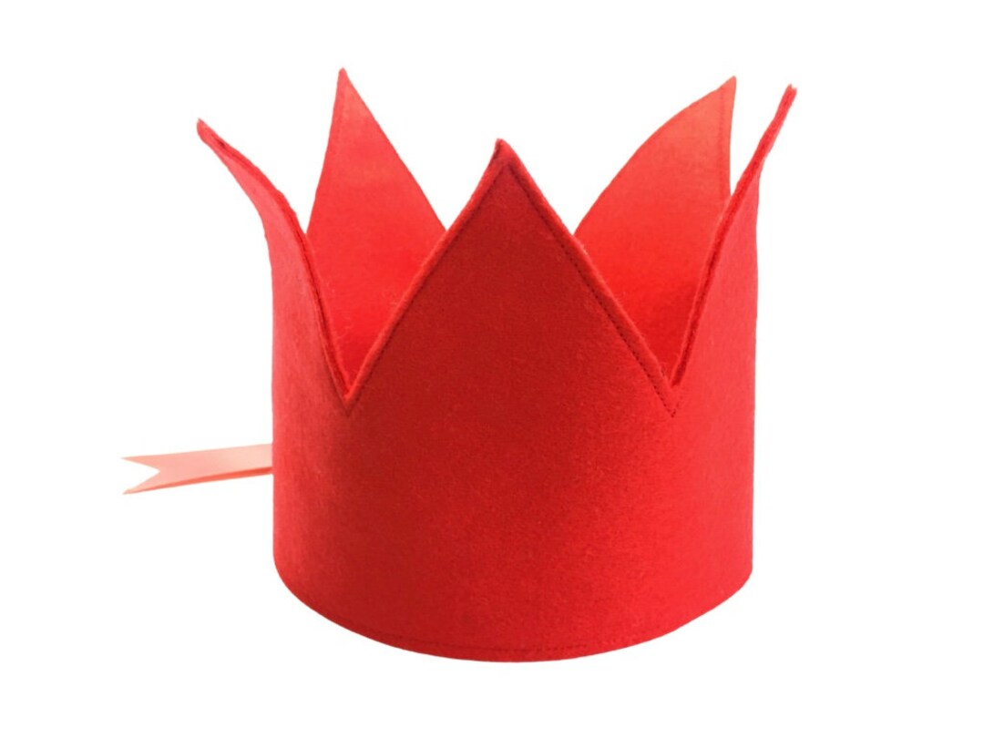 Red Felt Birthday Crown, Felt Party Hat, Cake Smash Accessory, Kids ...