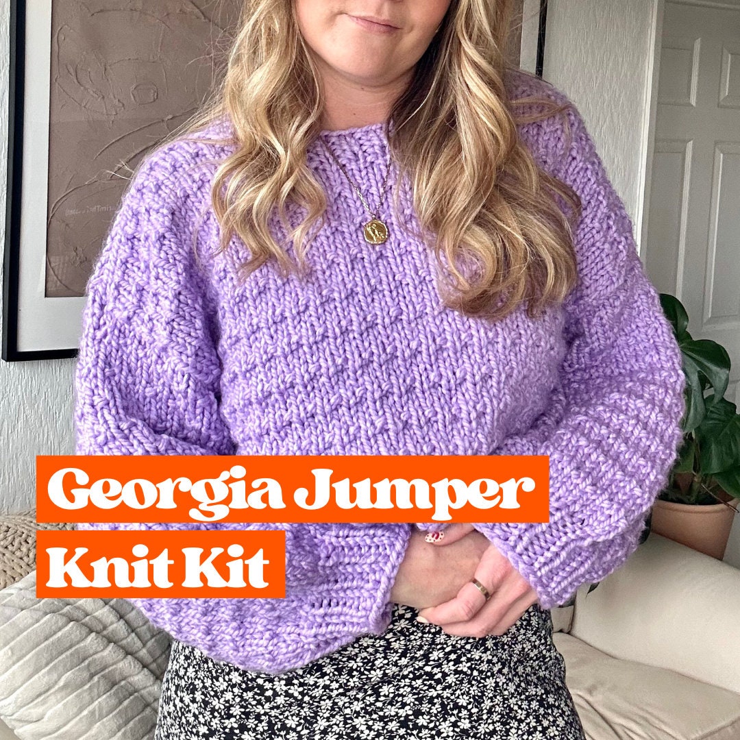 Textured Chunky Jumper Knitting Kit, Intermediate Level Jumper Knit Kit ...