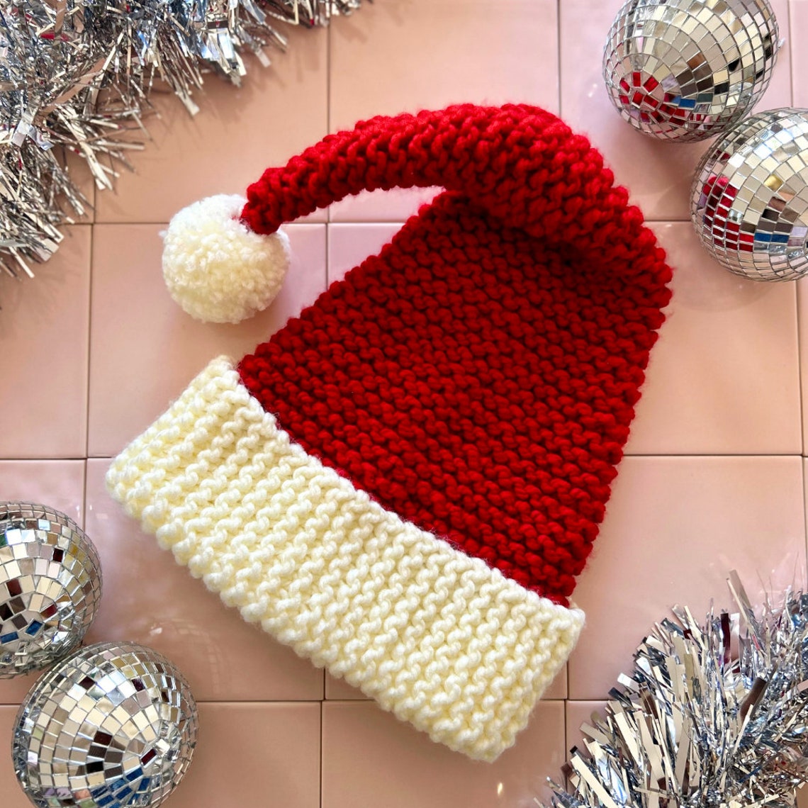 Santa Hat Knitting Kit, Beginner Friendly Knitting Kit, Make Your Own ...