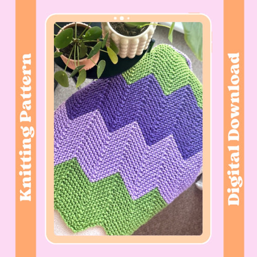 Digital Knitting Pattern - Wavy Blanket Knit Kit, Create Your Own Wavy ...