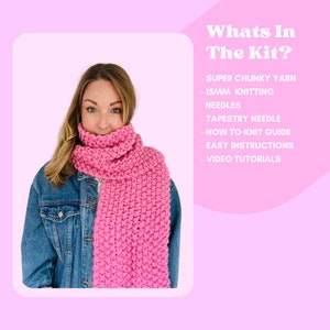 Seed Stitch Super Chunky Scarf, Beginner Scarf Kit, Make Your Own Scarf ...