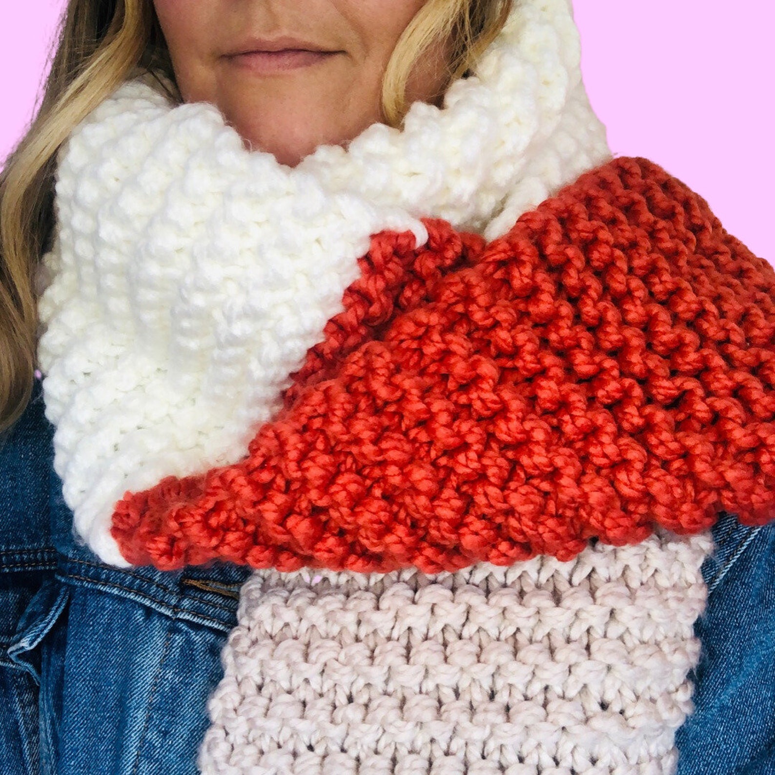 Knitting Pattern - Triple Colour Scarf, Digital Scarf Knitting Pattern ...