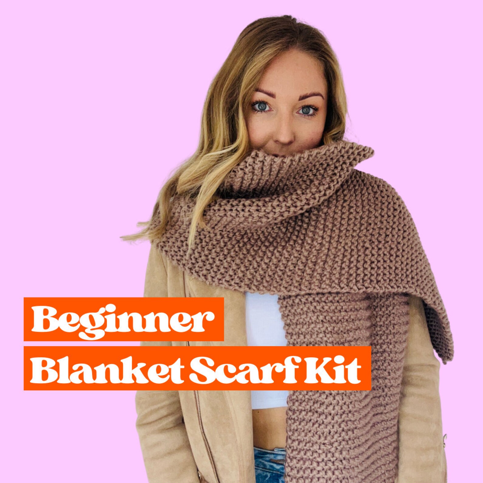 Beginner Friendly Blanket Scarf Knit Kit, Learn to Knit With Our Easy ...