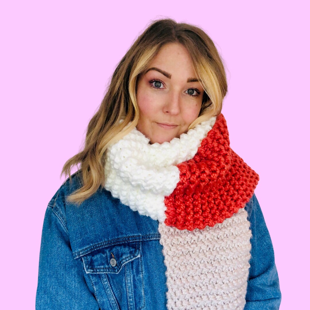 Knitting Pattern - Triple Colour Scarf, Digital Scarf Knitting Pattern ...