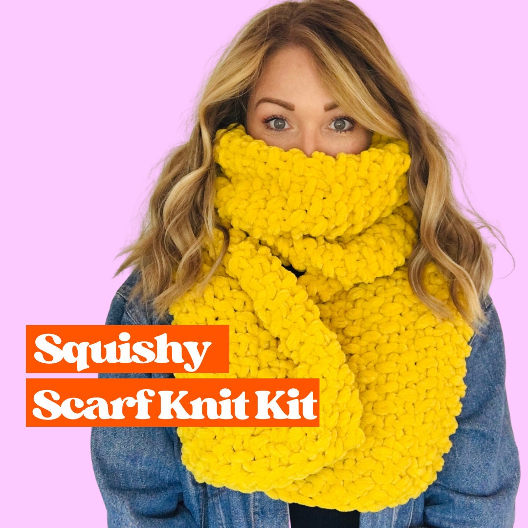 Moss Stitch Scarf Kit, Beginner Knitting Kit, Knit Your Own Scarf ...