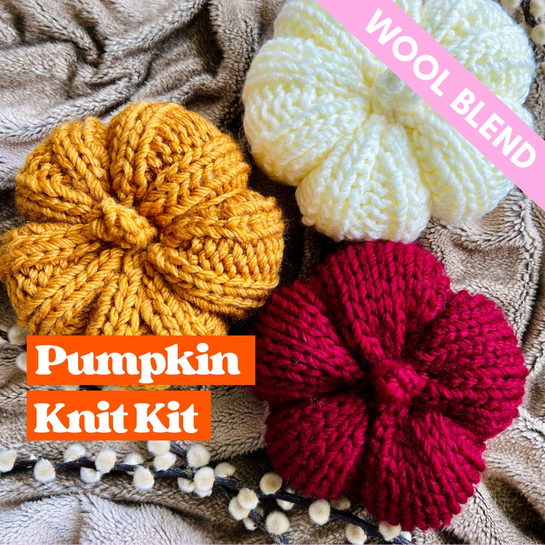 Wool Blend Pumpkin Knitting Kit, Pumpkins, Knit Your Own Pumpkins ...