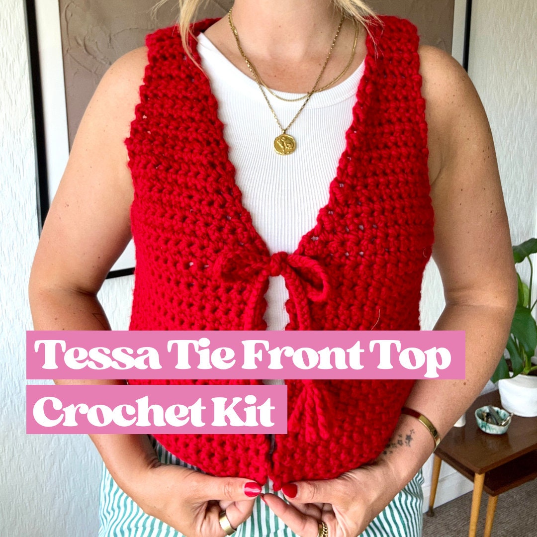 Crochet Kit - Crochet Tie Front Top Kit | Make Your Own Crochet Tie ...