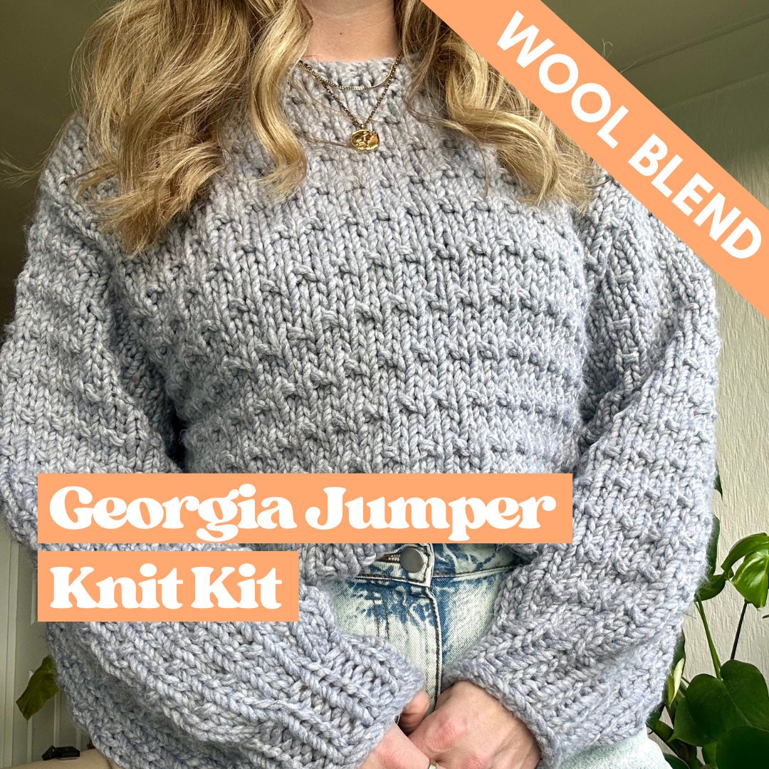 Textured Chunky Jumper Knitting Kit, Intermediate Level Jumper Knit Kit ...