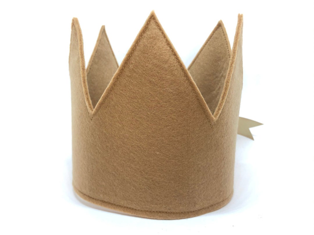 Beige Felt Birthday Crown, Felt Party Hat, Kids Party Hat, Cake Smash ...