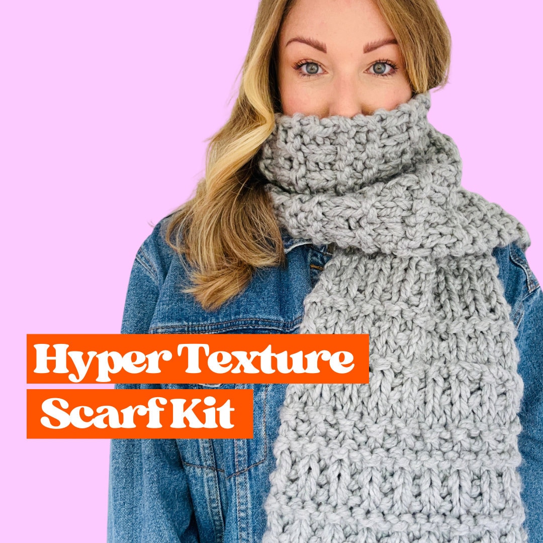 Super Chunky Textured Scarf Knit Kit, Beginner Friendly Knitting Kit ...