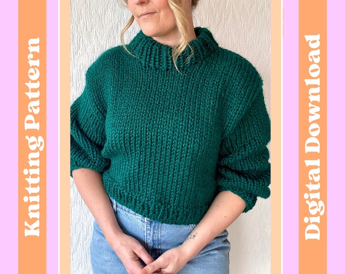 Chunky Knit Jumper Pattern: the Sunday Brunch, Beginner Friendly (PDF ...