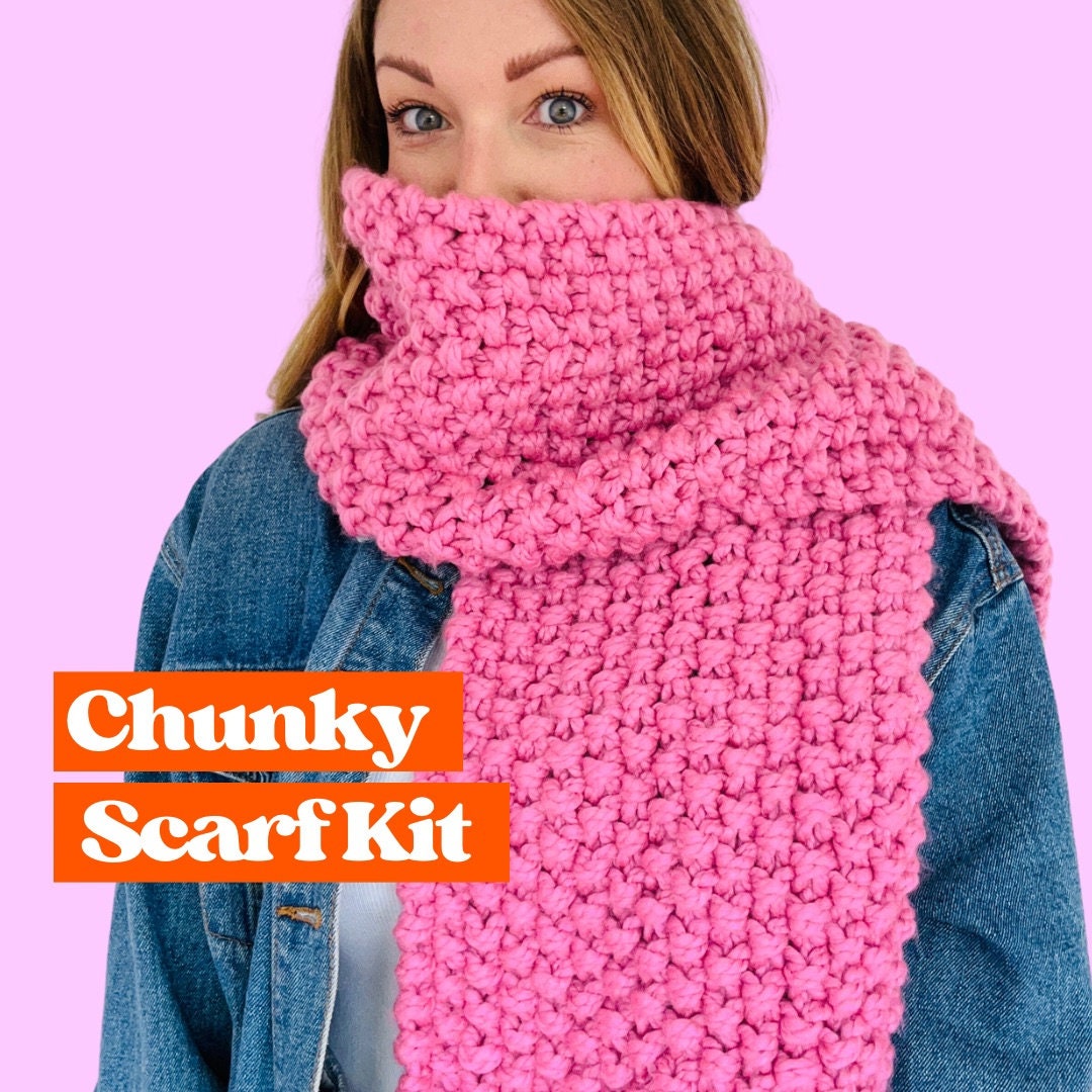 Seed Stitch Super Chunky Scarf, Beginner Scarf Kit, Make Your Own Scarf ...