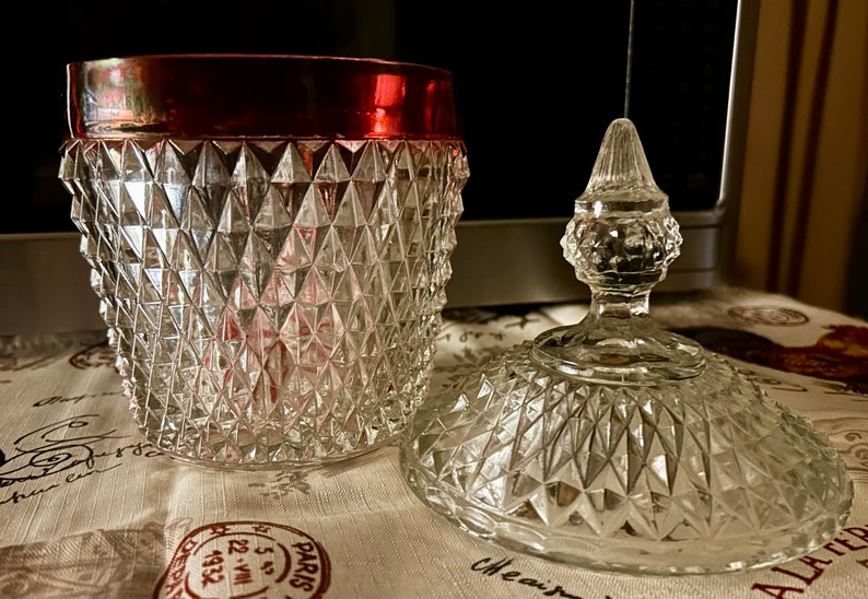 Crystal Cut Glass Ruby Ice Bucket - Etsy