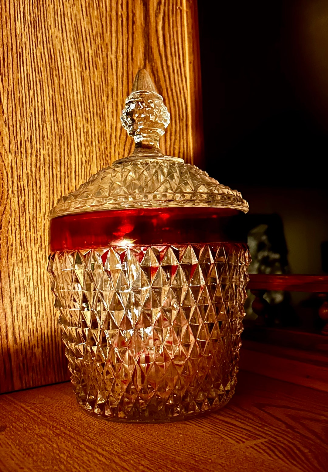 Crystal Cut Glass Ruby Ice Bucket - Etsy