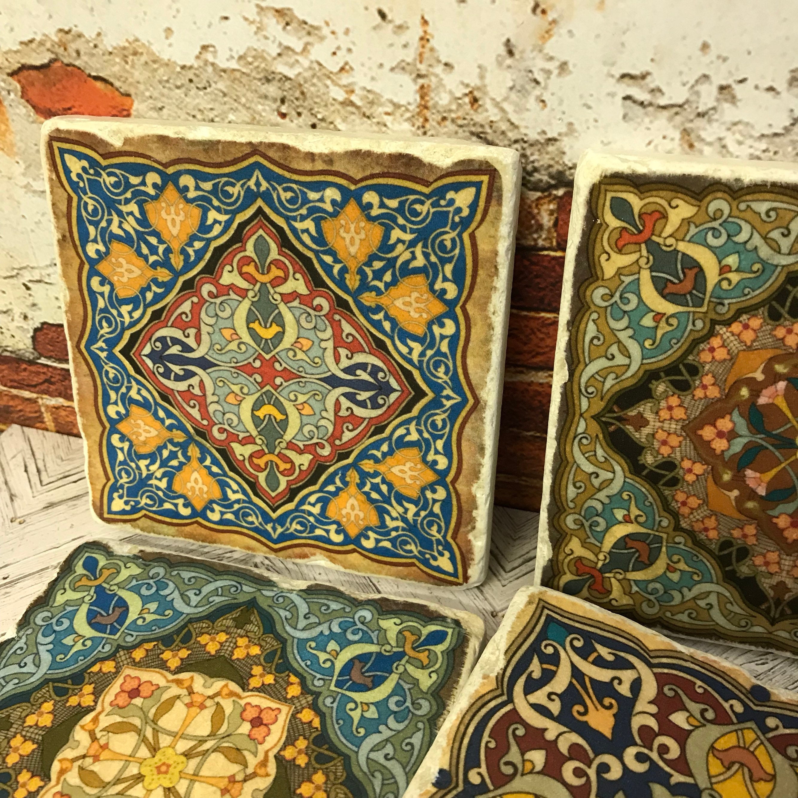Moroccan Natural Stone Coasters Tiles - Etsy Australia