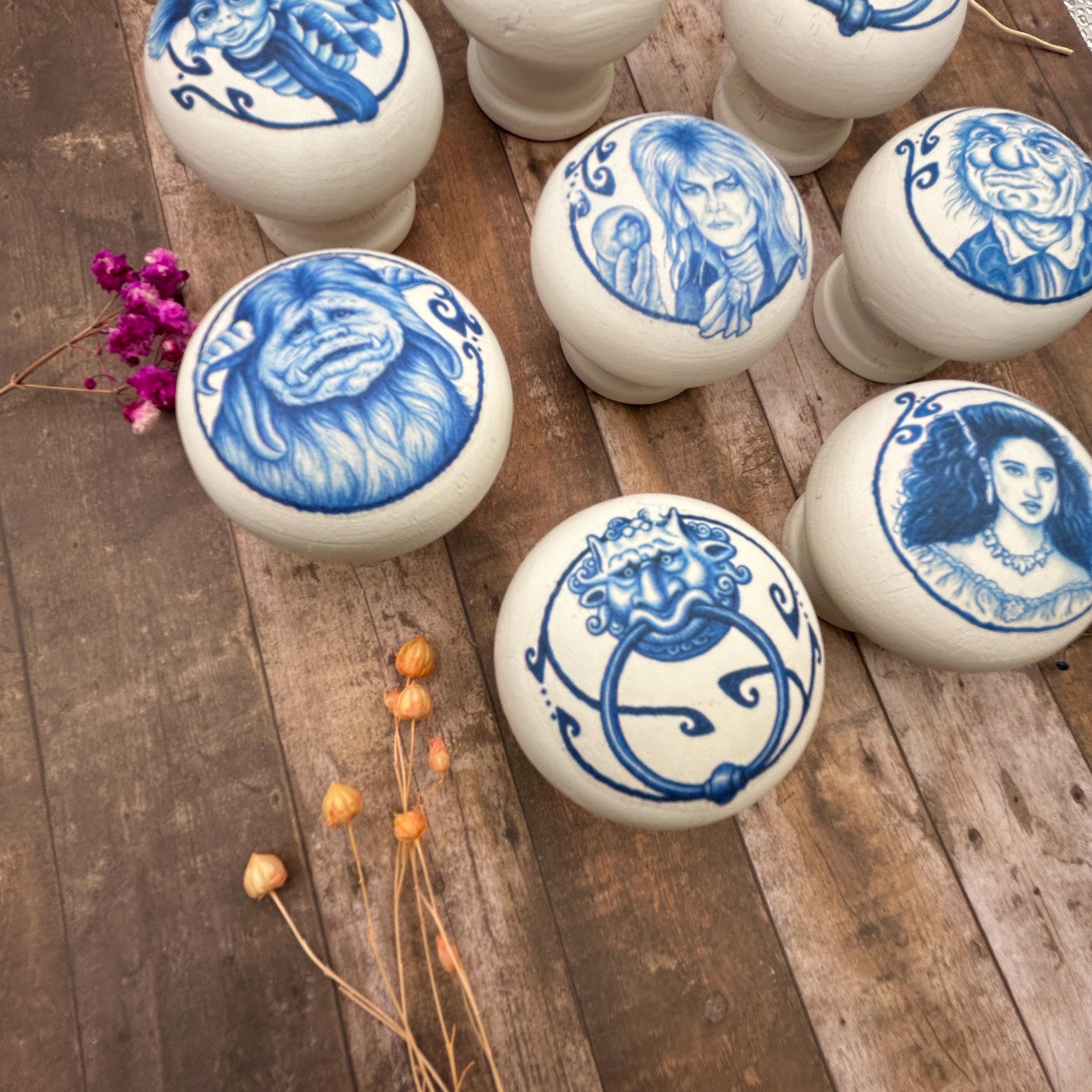 Labyrinth Drawer Knobs, Hand Painted Pine With Movie Characters, Ludo ...