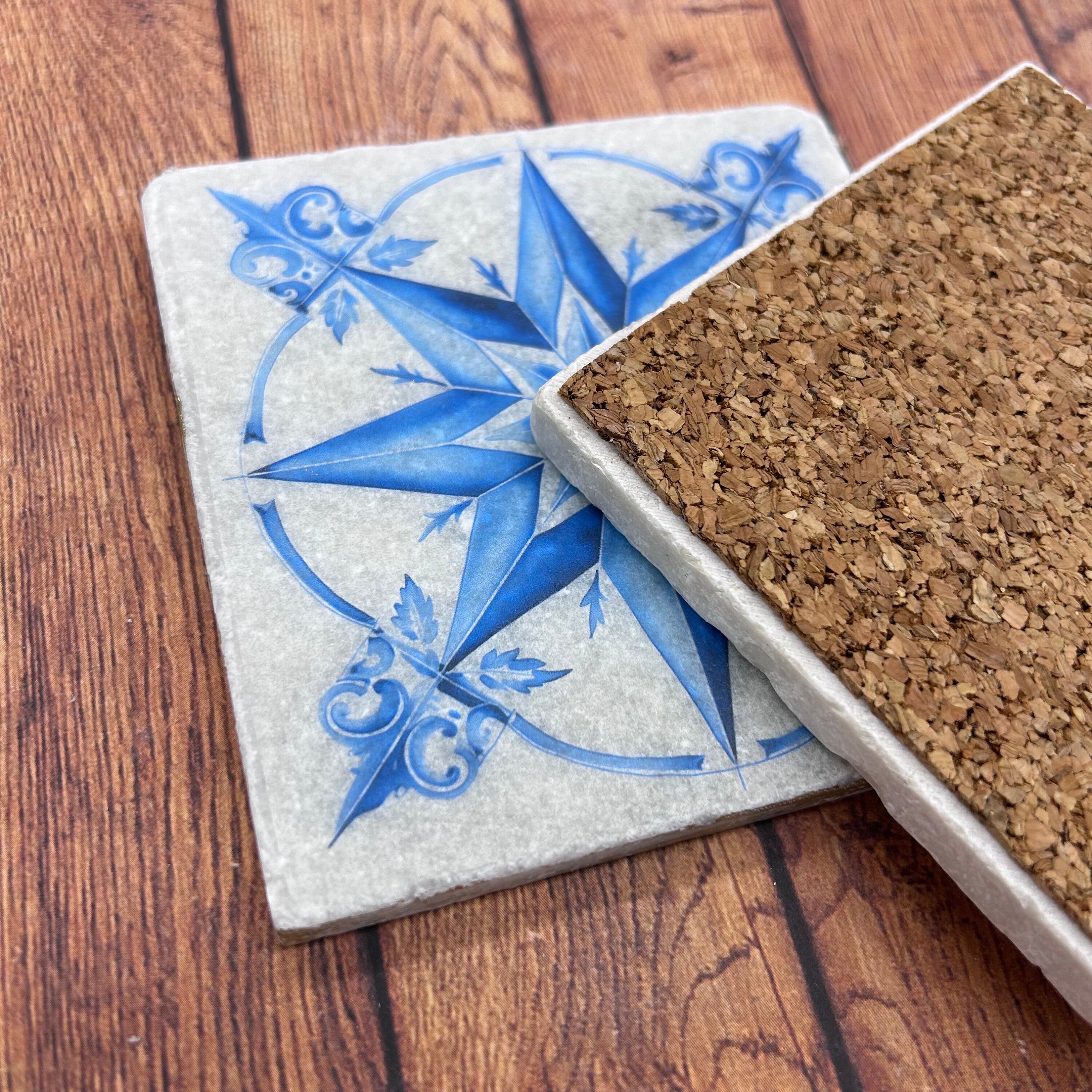 2 Dutch Delft Star, Natural Stone Coasters Delft Tiles - Etsy