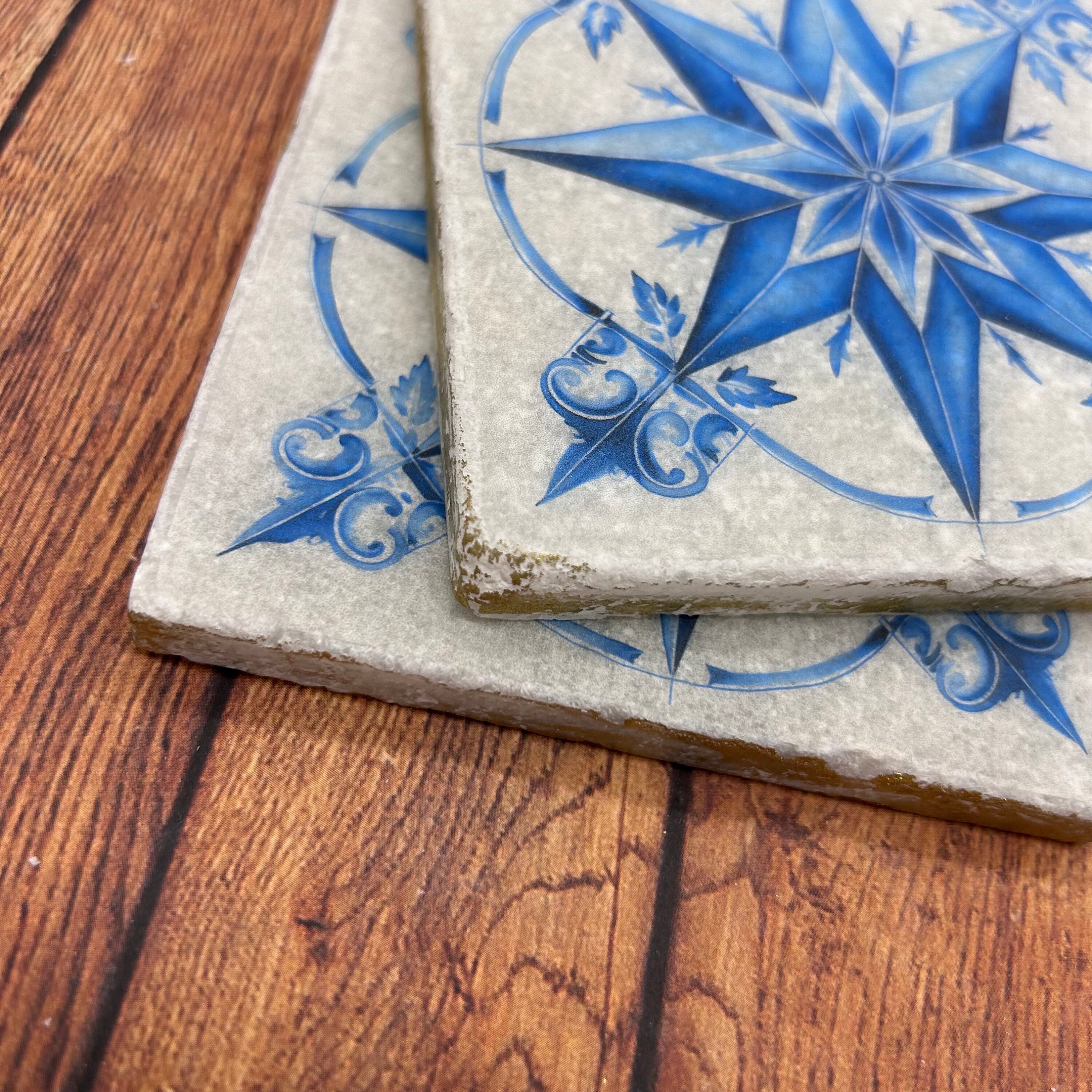 2 Dutch Delft Star, Natural Stone Coasters Delft Tiles - Etsy