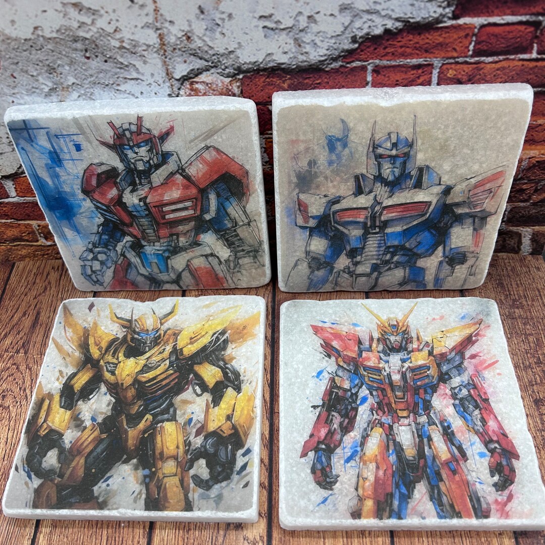 Watercolour Transformers Natural Stone Coasters - Etsy
